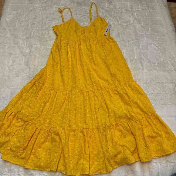 Aqua | Dresses | Aqua Yellow Eyelet Sundress Maxi Midi Sleeveless ...